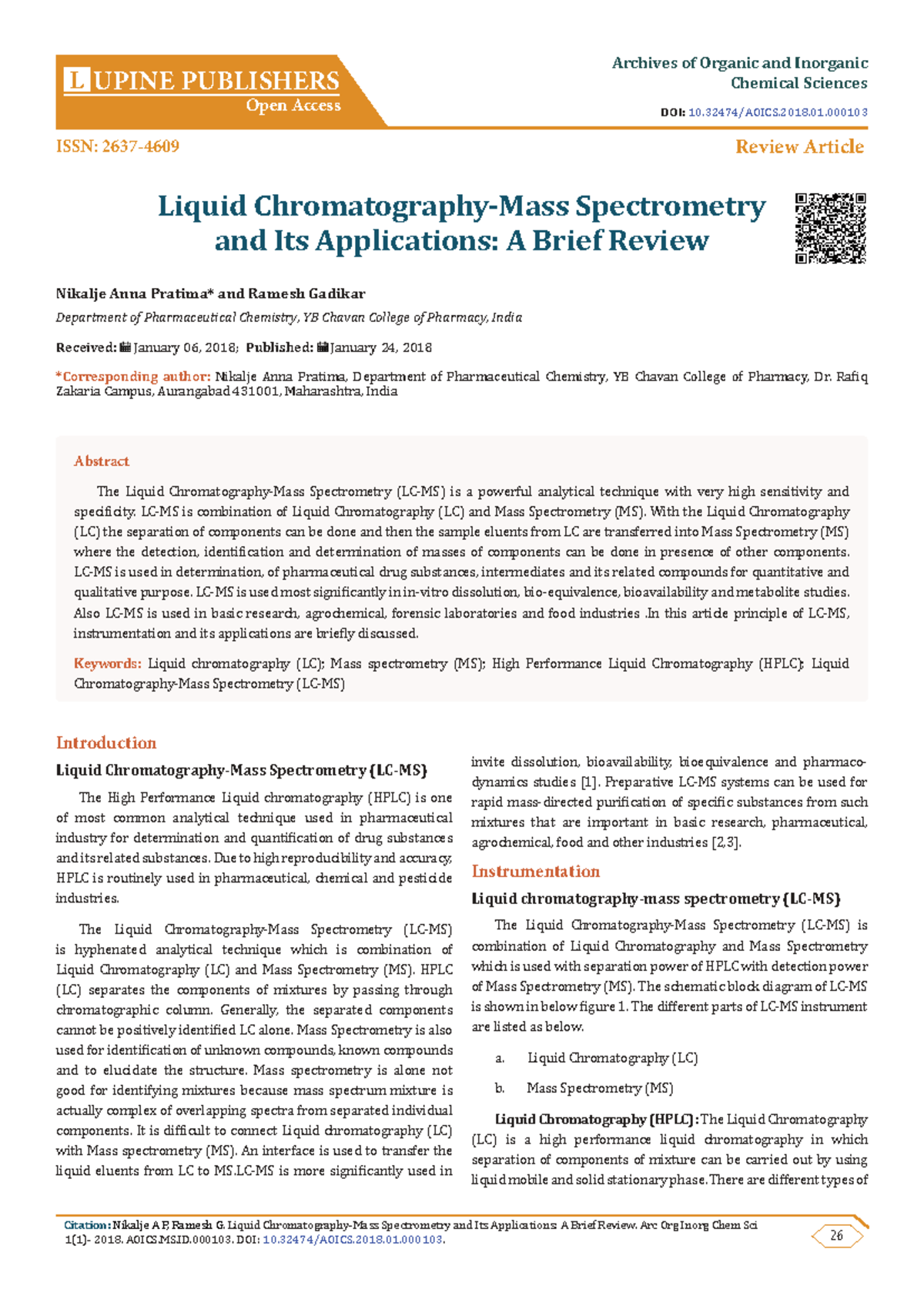 Liquid Spectrometry and Its Applications: A Comprehensive Review (Aoics ...