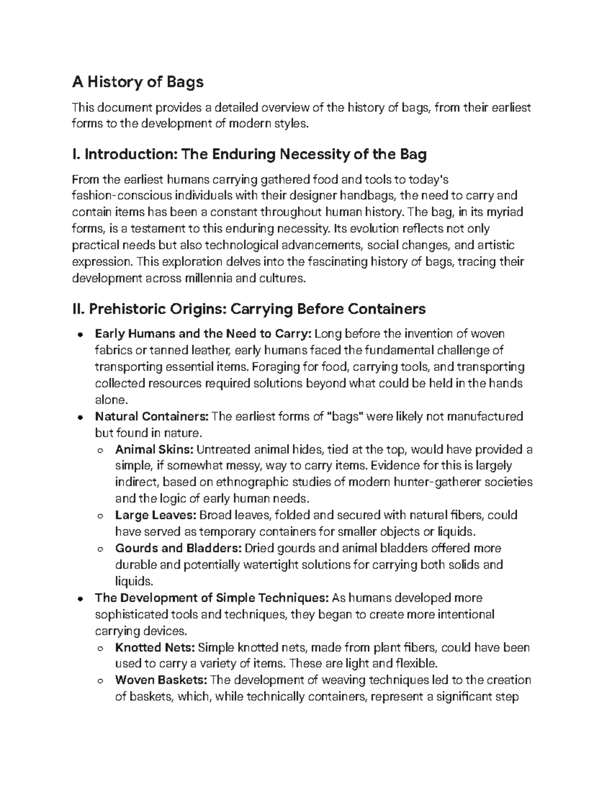 A Comprehensive Study of the History of Bags: From Prehistoric to ...
