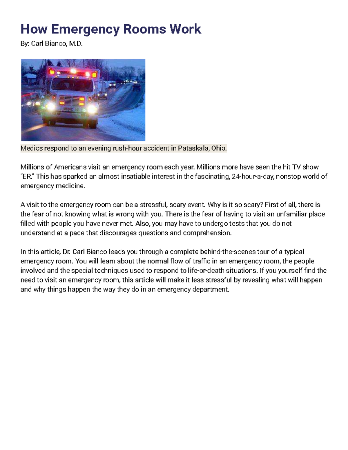 Understanding Emergency Rooms: Functions & Key Roles in ER Care - Studocu