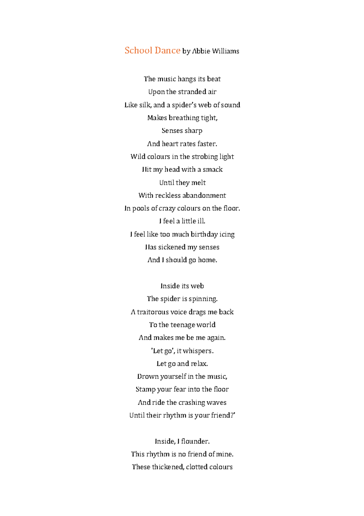 School Dance and Hero Poems: A Reflection on Youth and Courage - Studocu