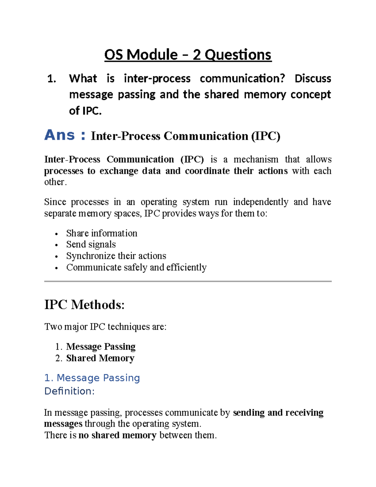 OS Module 2 - IPC, Multithreading, and Scheduling Criteria Notes - Studocu