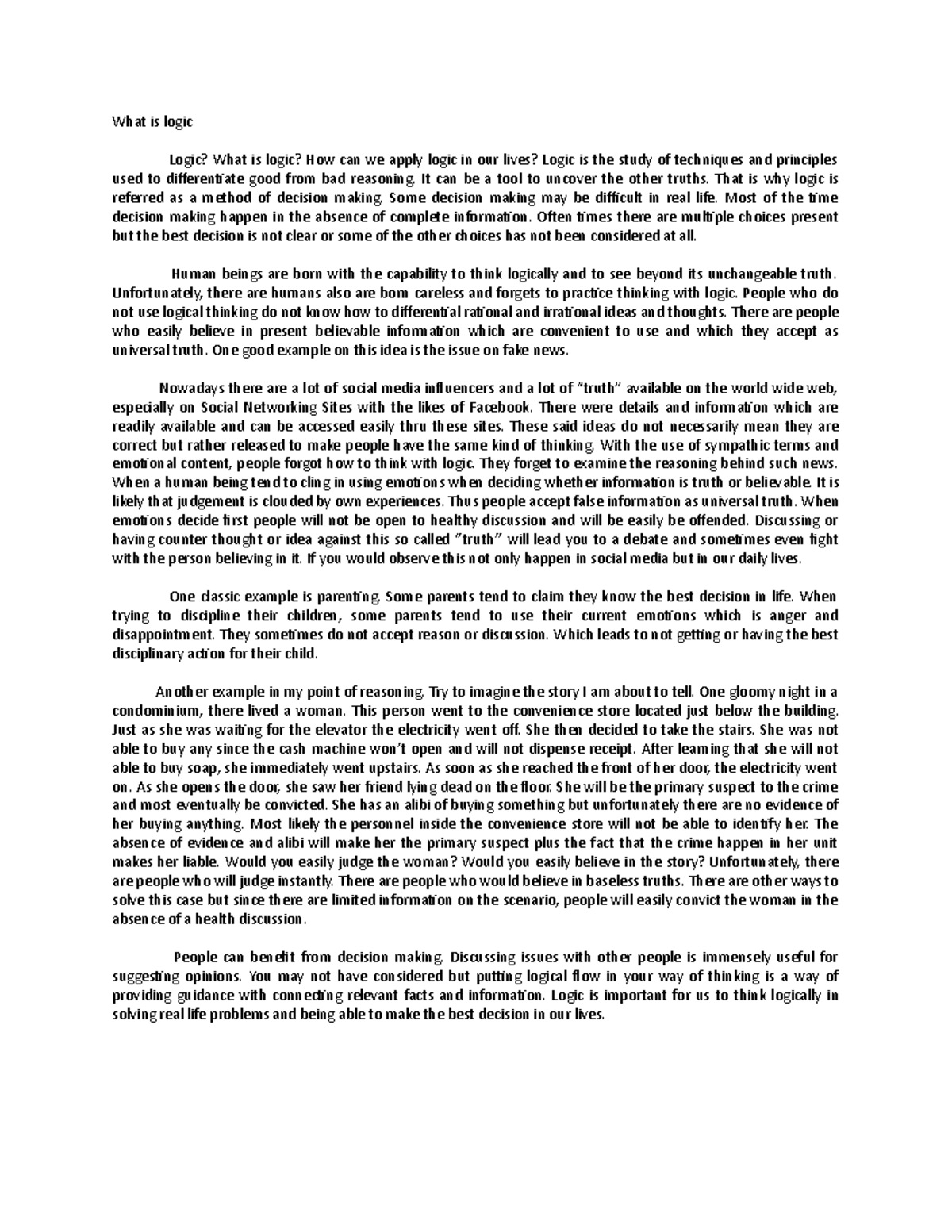 What is Logic? Essay - What is logic Logic? What is logic? How can we ...