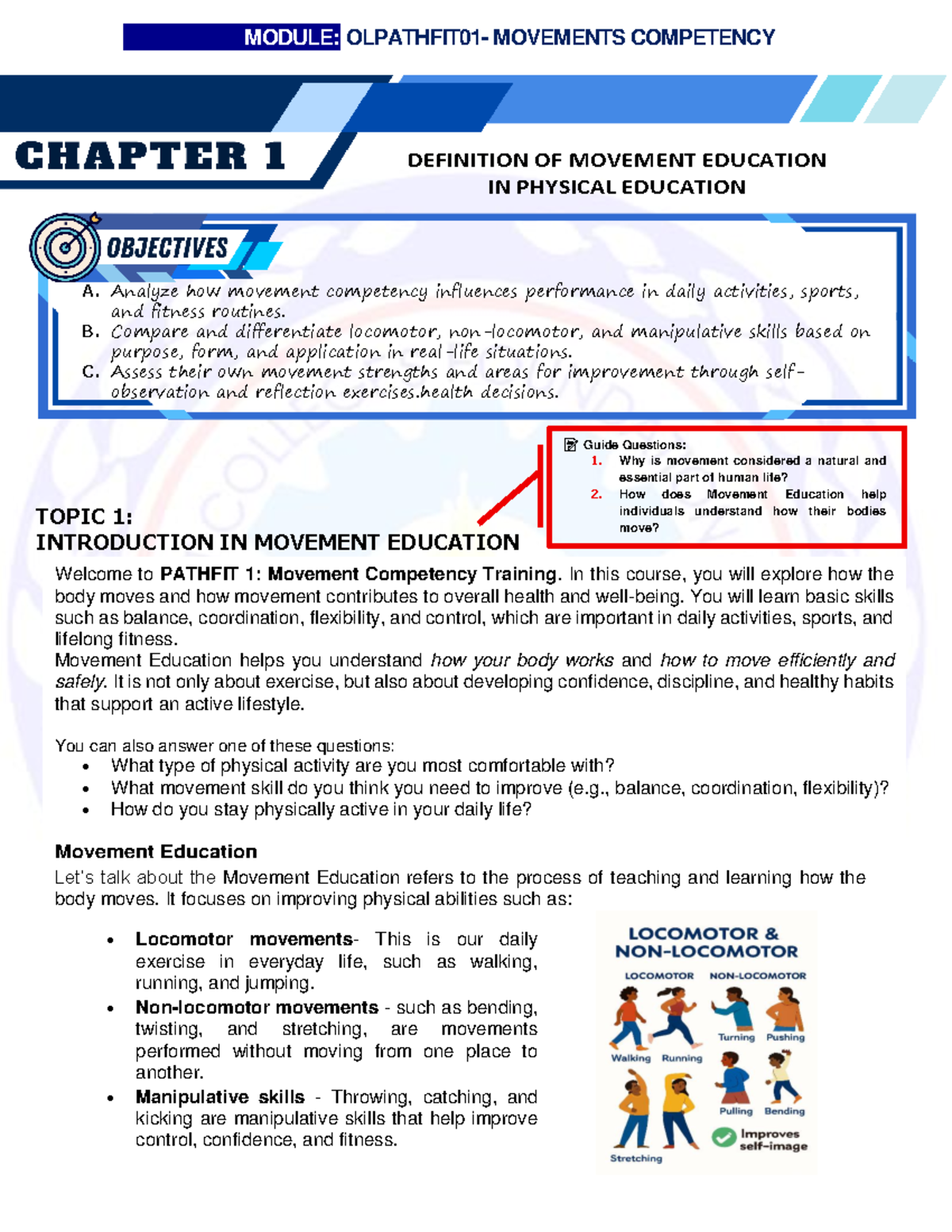 PATHFIT 1: Movement Competency in Physical Education Module - Studocu