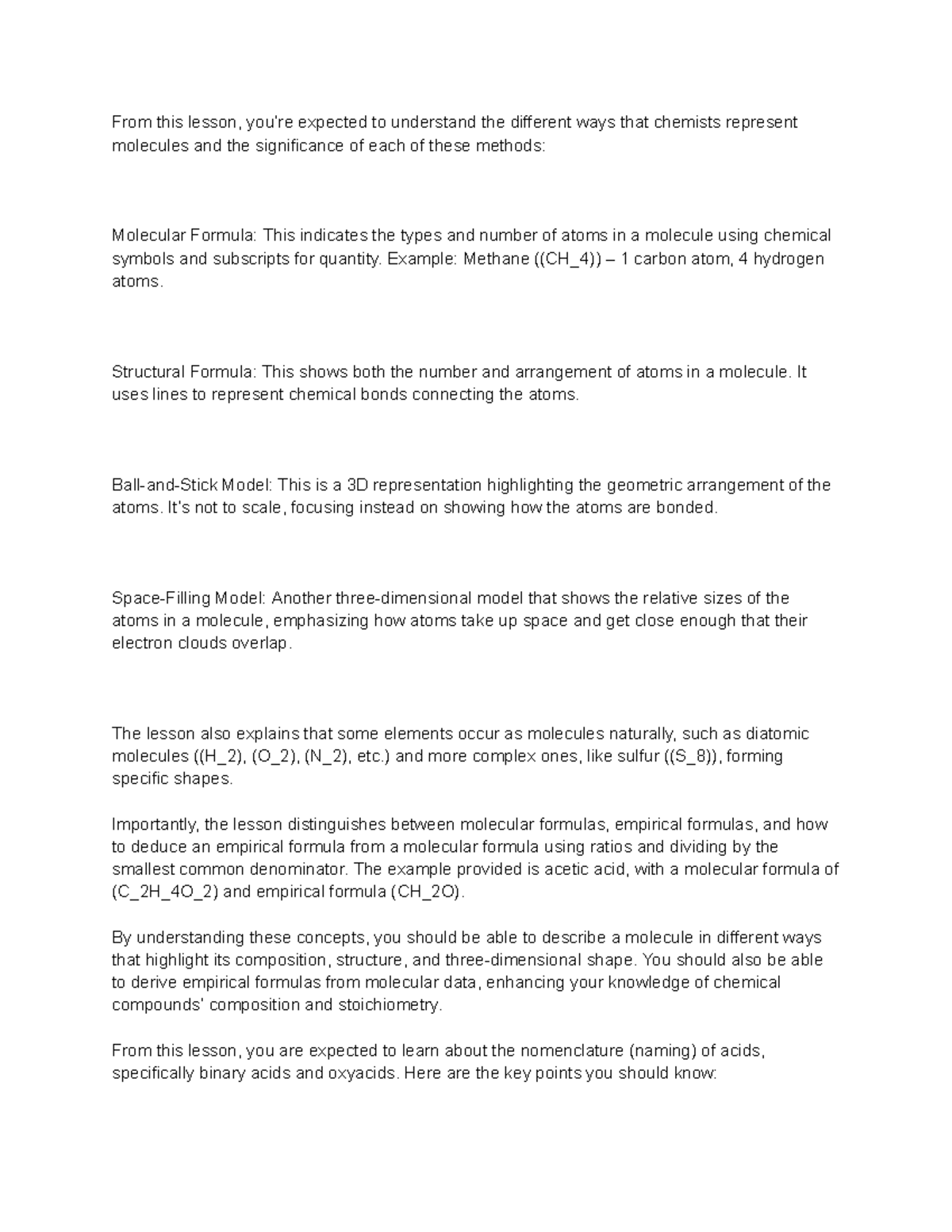 Nomenclature of Acids & Ionic Compounds: Chem 101 Lesson Notes - Studocu