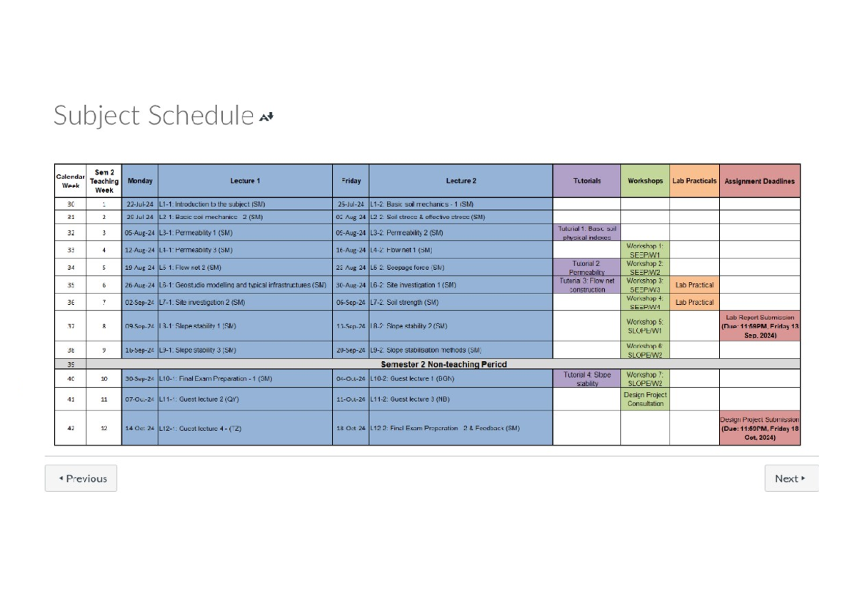GMD Subject Schedule - zdfbzcvbzfb - Subject Schedule Sem 2 Calendar ...