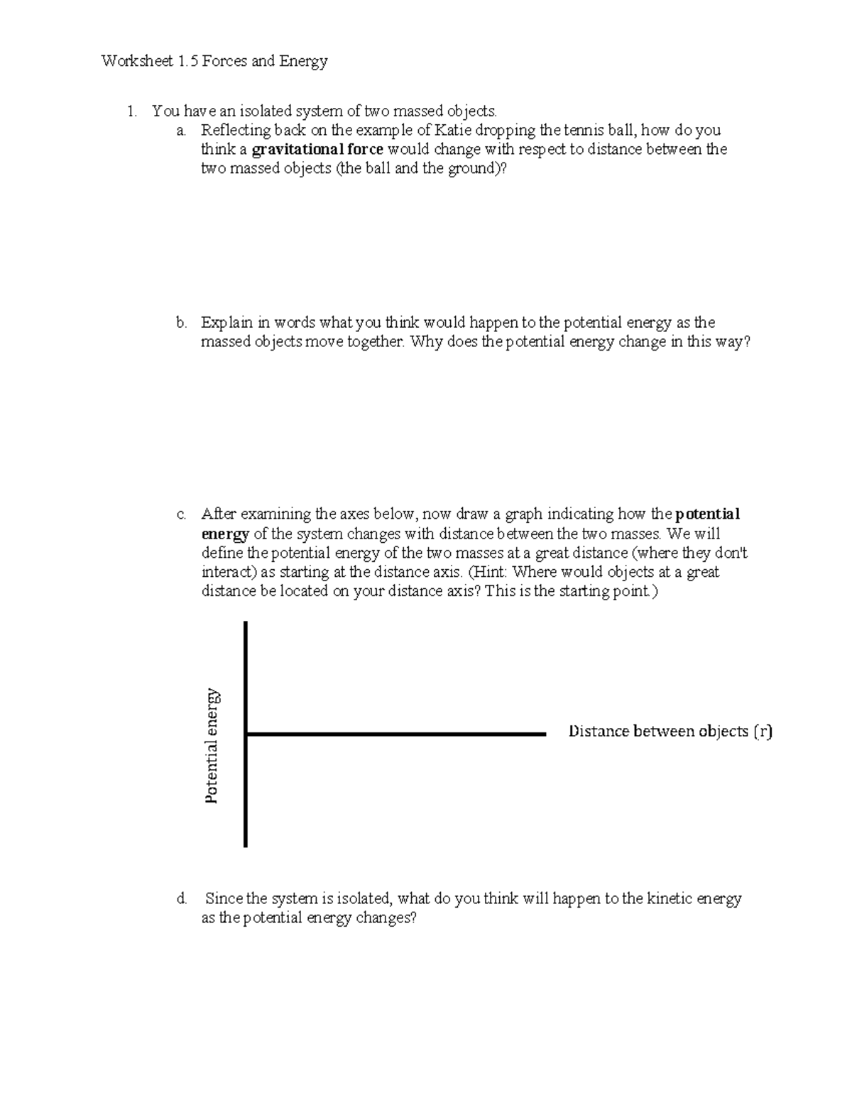 Worksheet 1.5: Exploring Forces and Energy Concepts in Physics - Studocu