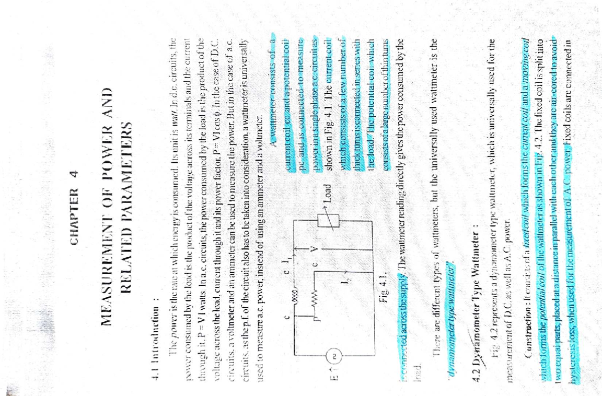 CHAPTER 4: MEASUREMENT OF POWER AND RELATED PARAMETERS - Studocu
