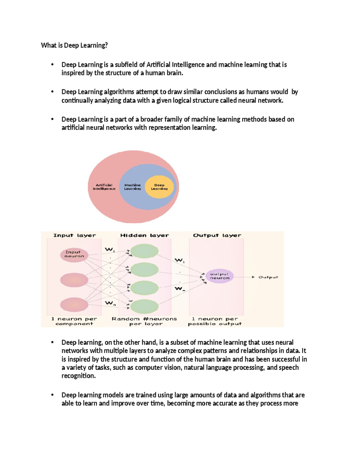 ML Notes - What is Deep Learning? Deep Learning is a subfield of ...