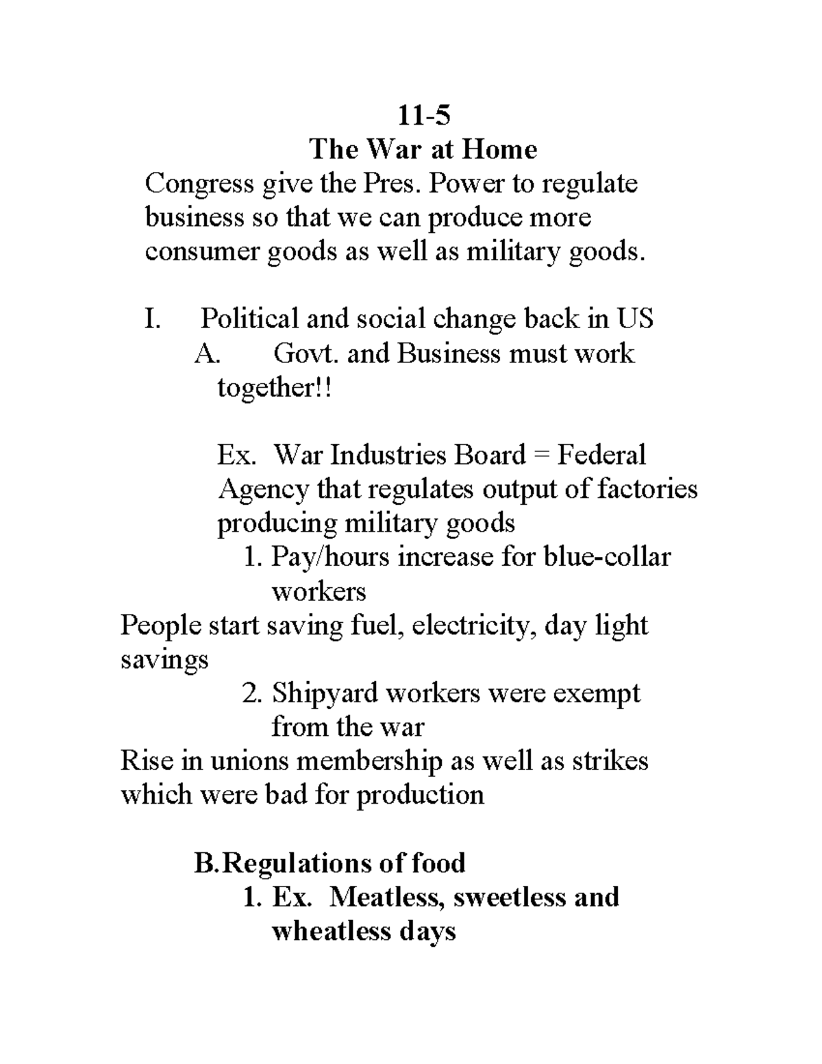 Chp. 11-5 WWI Notes: The War at Home and Its Impact - Studocu