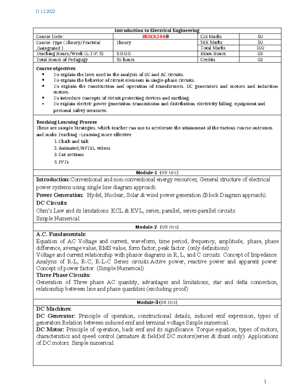BESCK 104B - Electrical Engineering Question Papers & Module-wise ...
