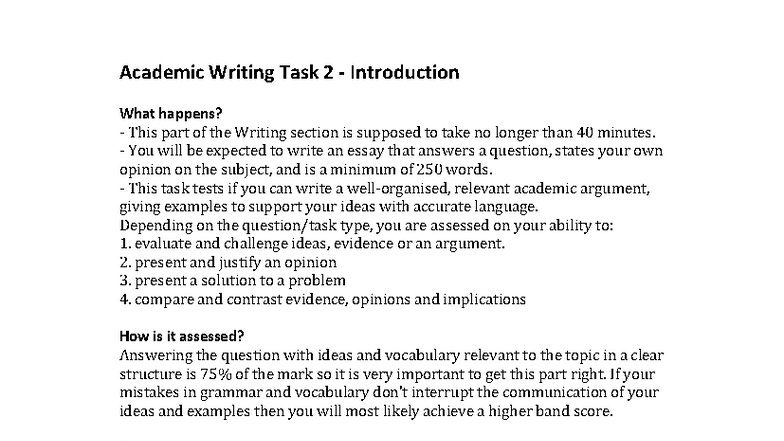 IELTS Writing Task 2: Essay Structure and Strategies - Studocu