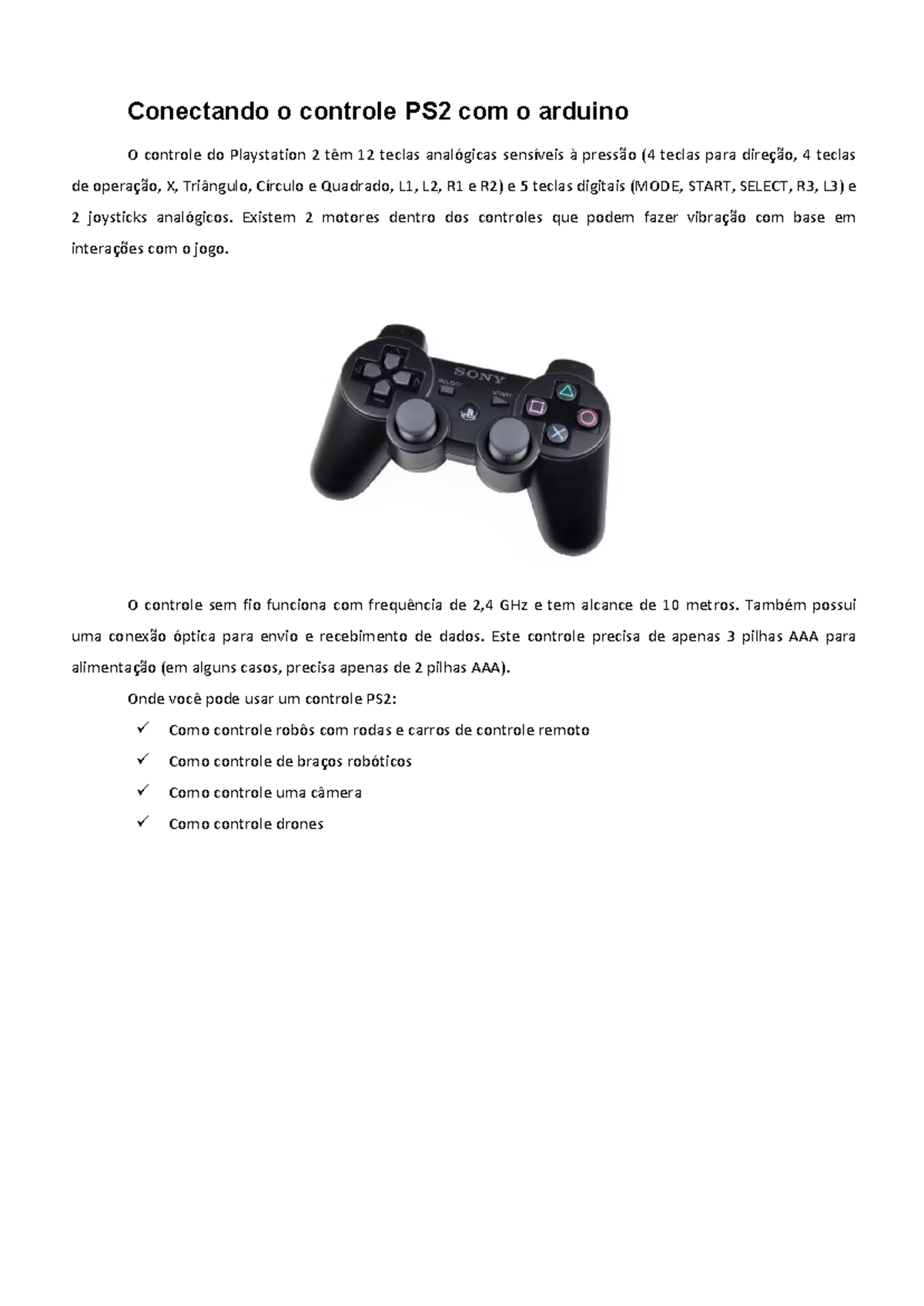 Conexão do Controle PS2 com Arduino: Tutorial e Código Detalhado - Studocu