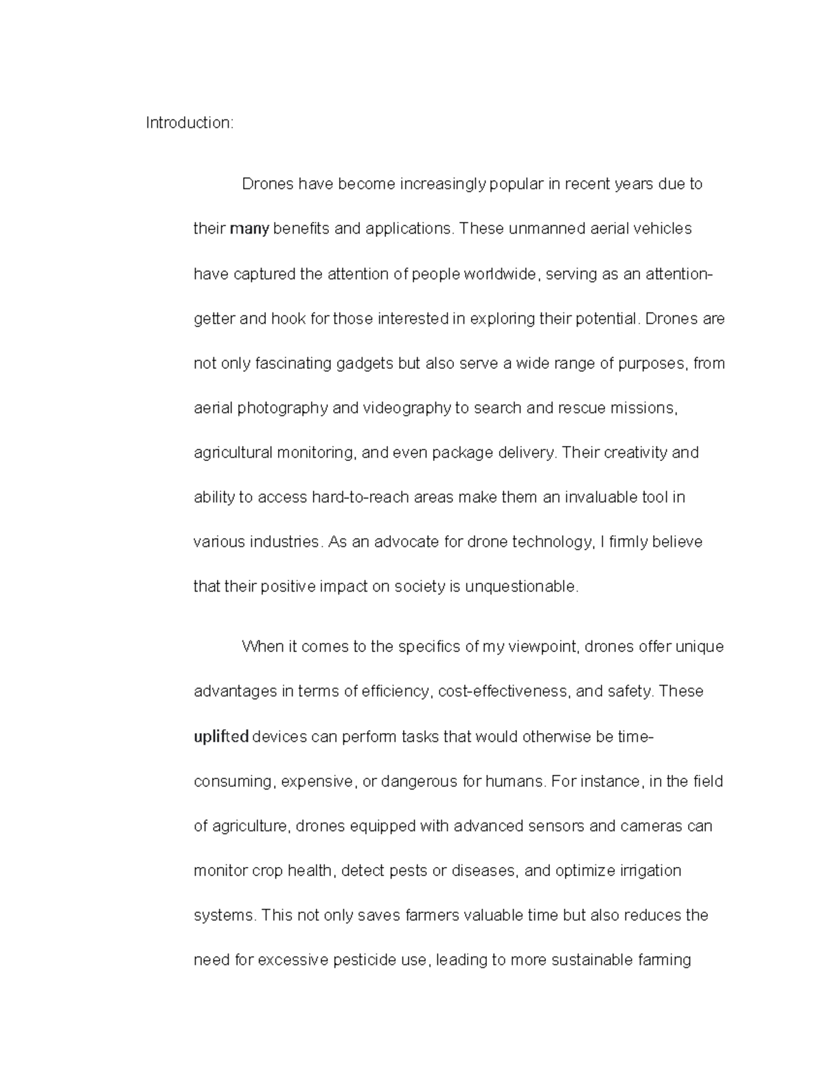 Essay About Drones - This is the best - Introduction: Drones have ...