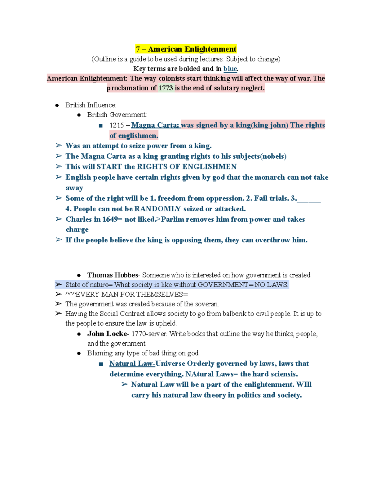 American Enlightenment Overview - Key Concepts and Philosophers - 7 ...