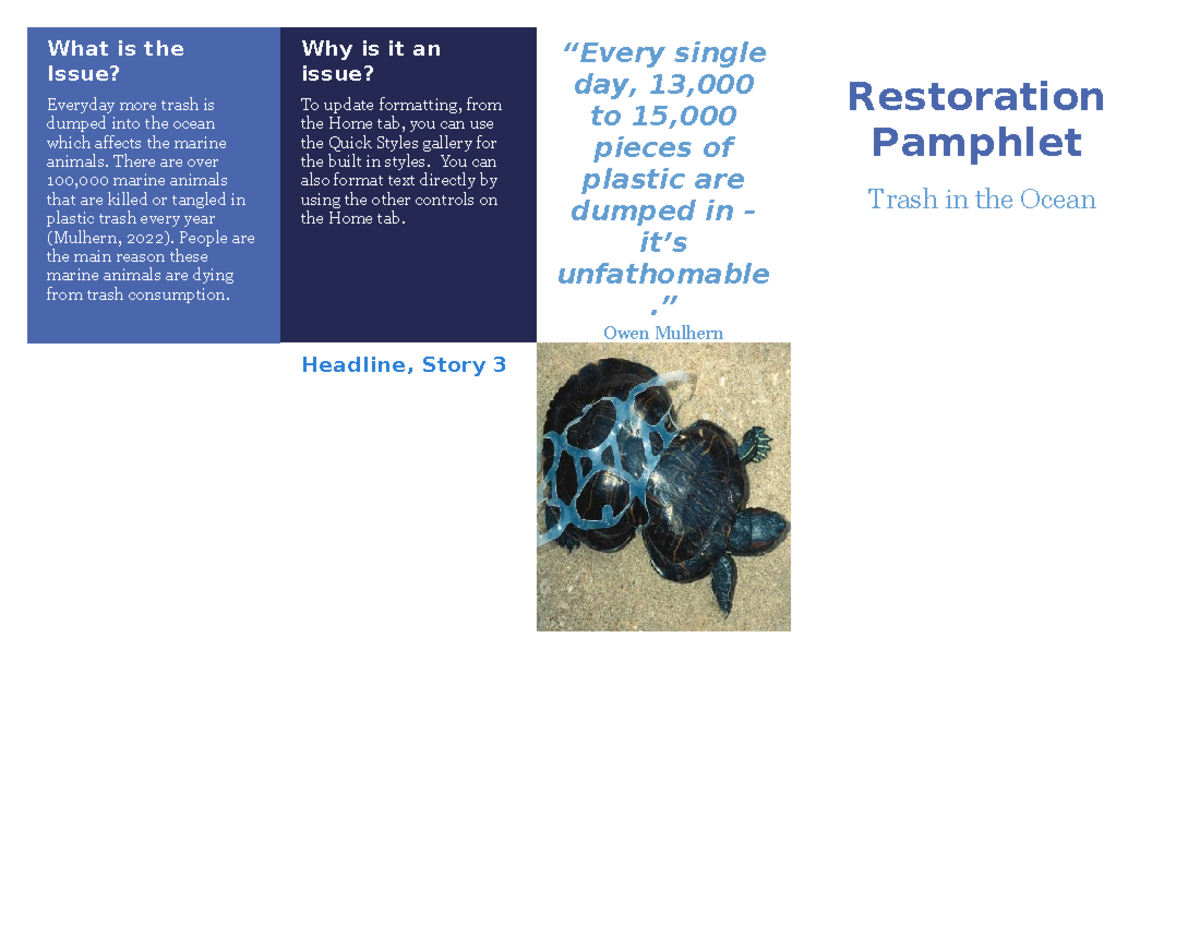 Bio 220 Topic 5: Marine Plastic Pollution Brochure - Studocu