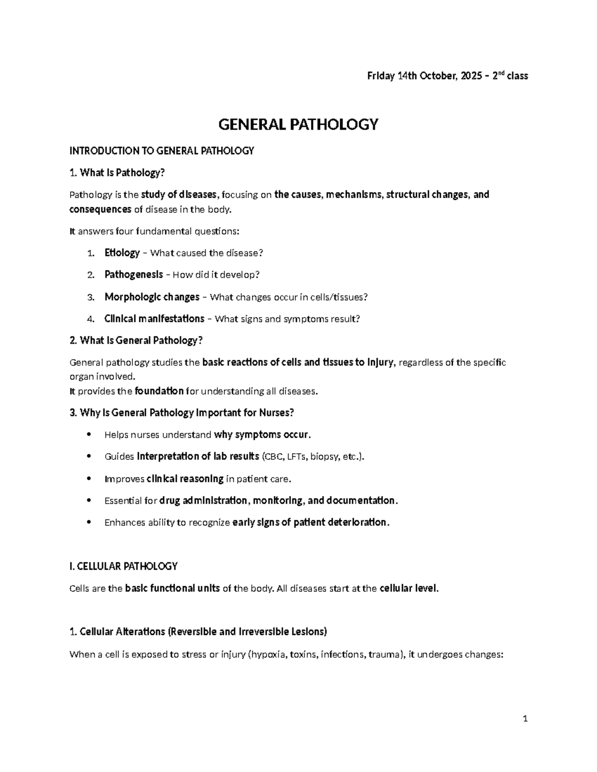 Pathology 200: Introduction to General Pathology for Nursing Students ...