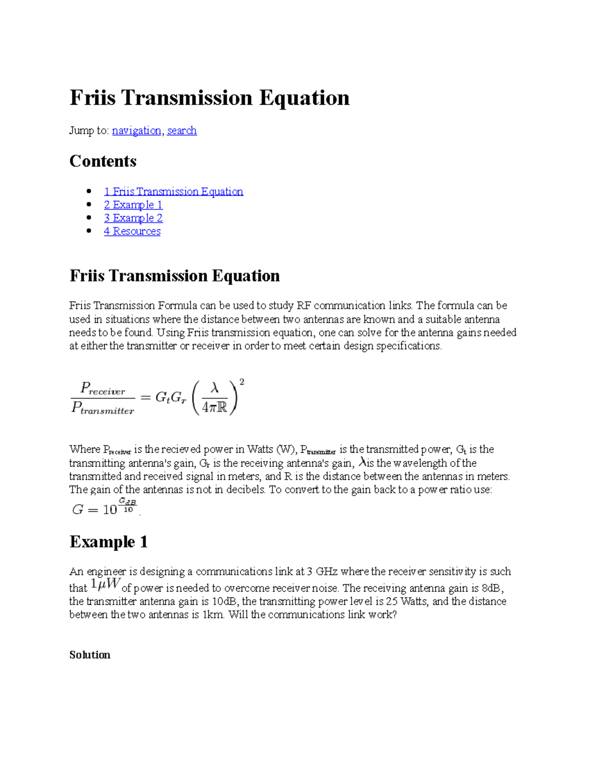 Friis Transmission Equation: Understanding RF Communication Links - Studocu