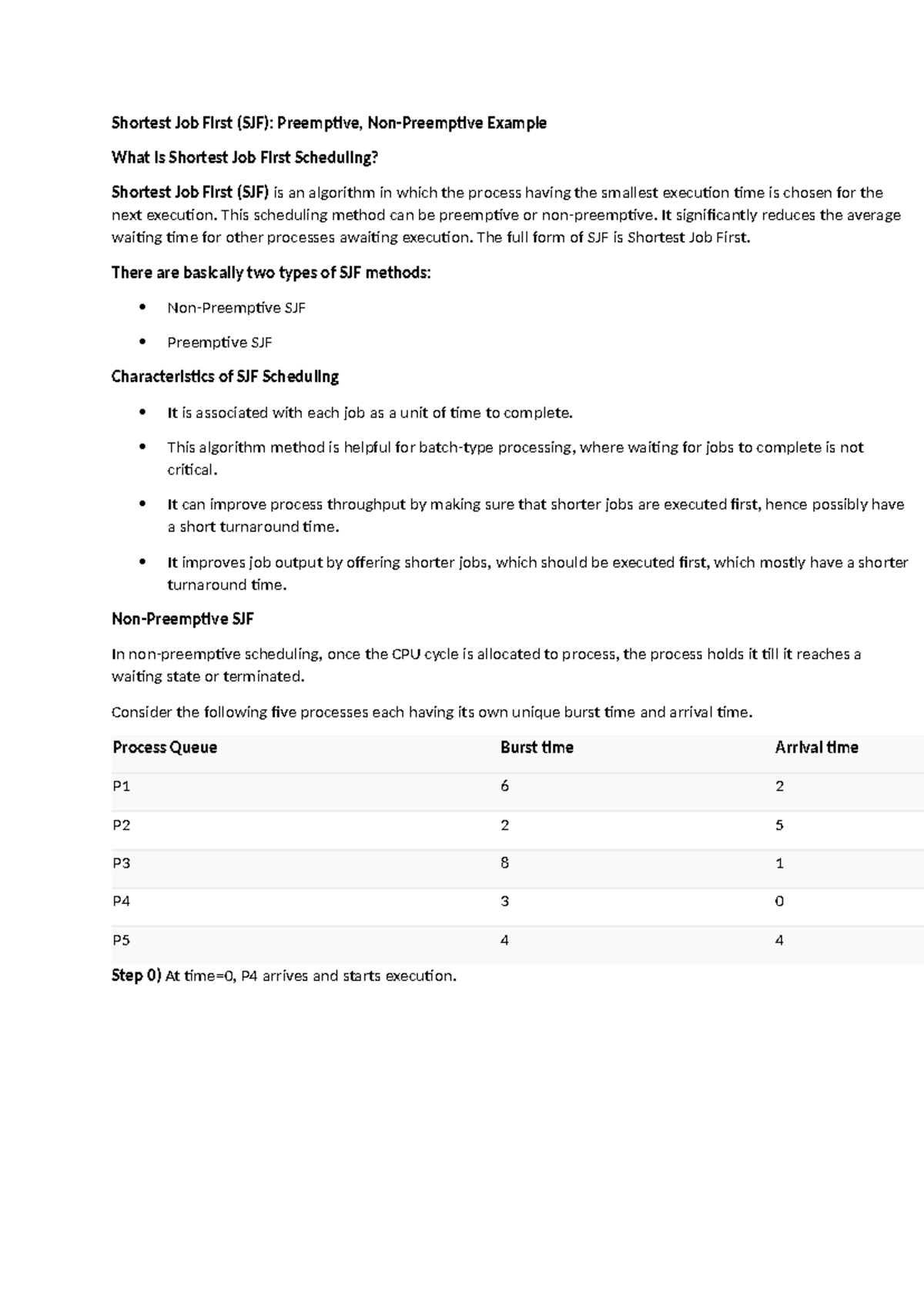 Shortest Job First Scheduling (SJF): Preemptive & Non-Preemptive - Studocu