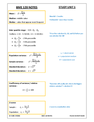BME 210 Study Guide: Statistical Design & Analysis Principles - Studocu