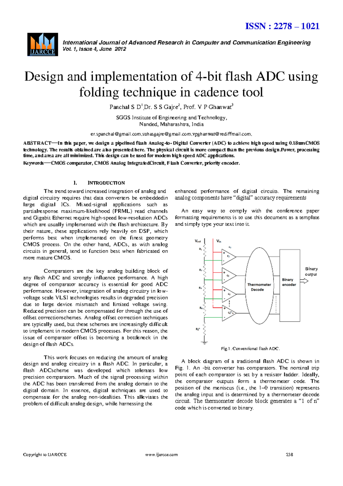 Design and Implementation of 4-Bit Flash ADC Using Folding Technique ...