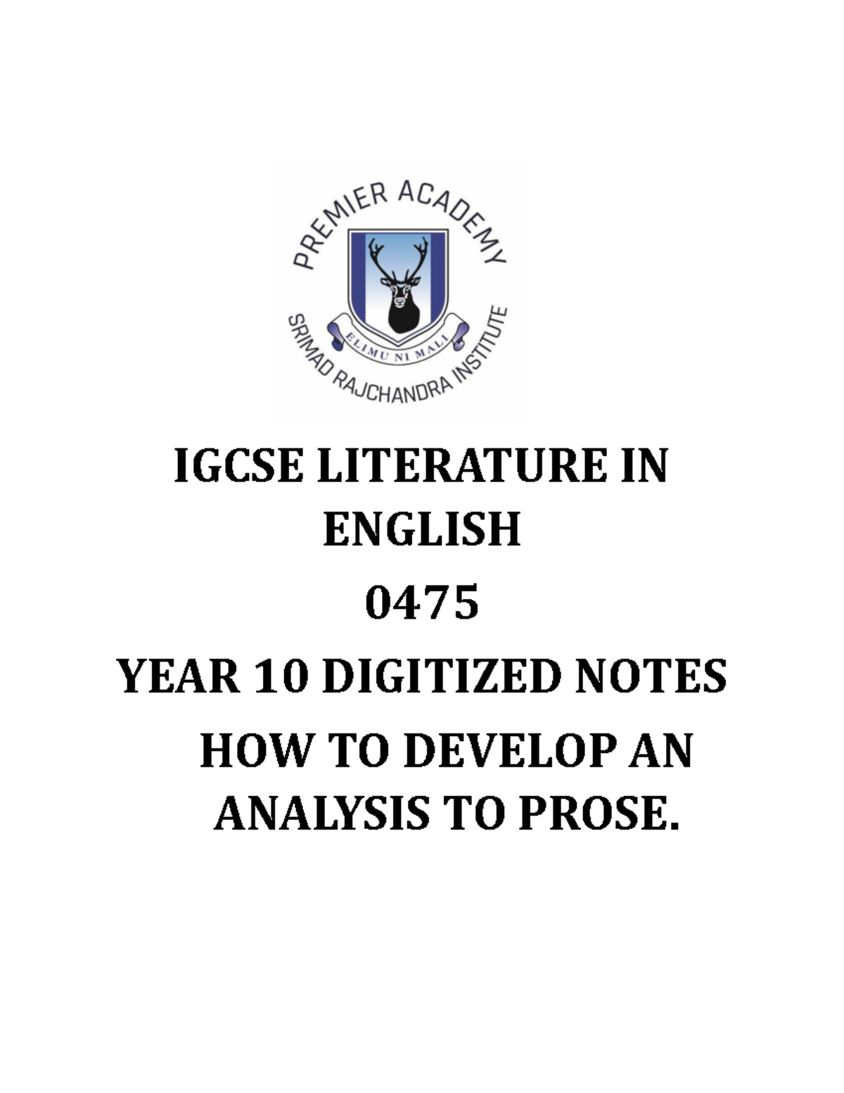 IGCSE Literature 0475 Year 10 Essay Writing & Analysis Guide - Studocu