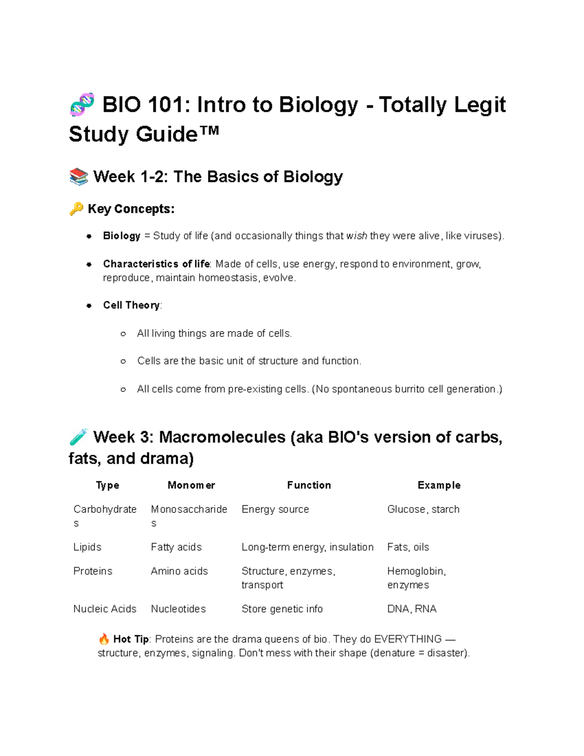 🧬 BIO 101 Intro to Biology - Totally Legit Study Guide™ - 🧬 BIO 101 ...