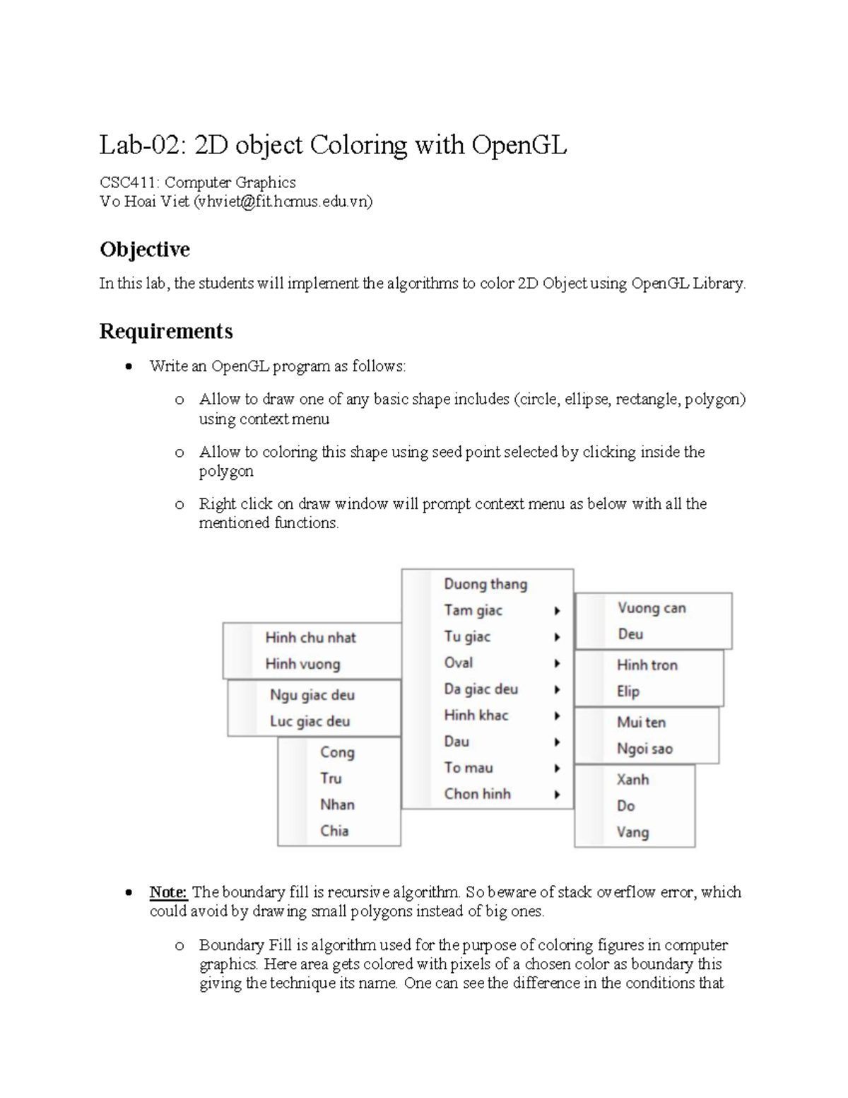 2D Object Coloring Lab with OpenGL - CSC411 - Studocu