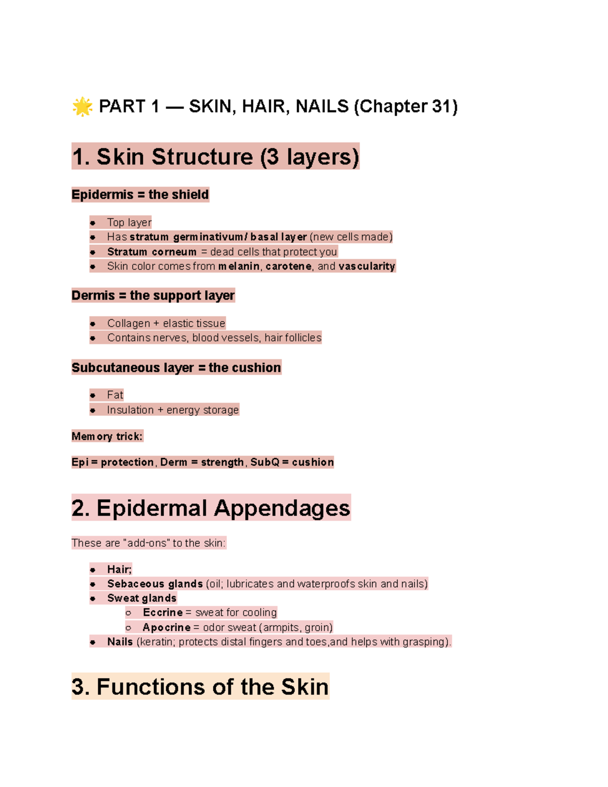 Chapter 31: Skin, Hair, and Nails Overview - Studocu