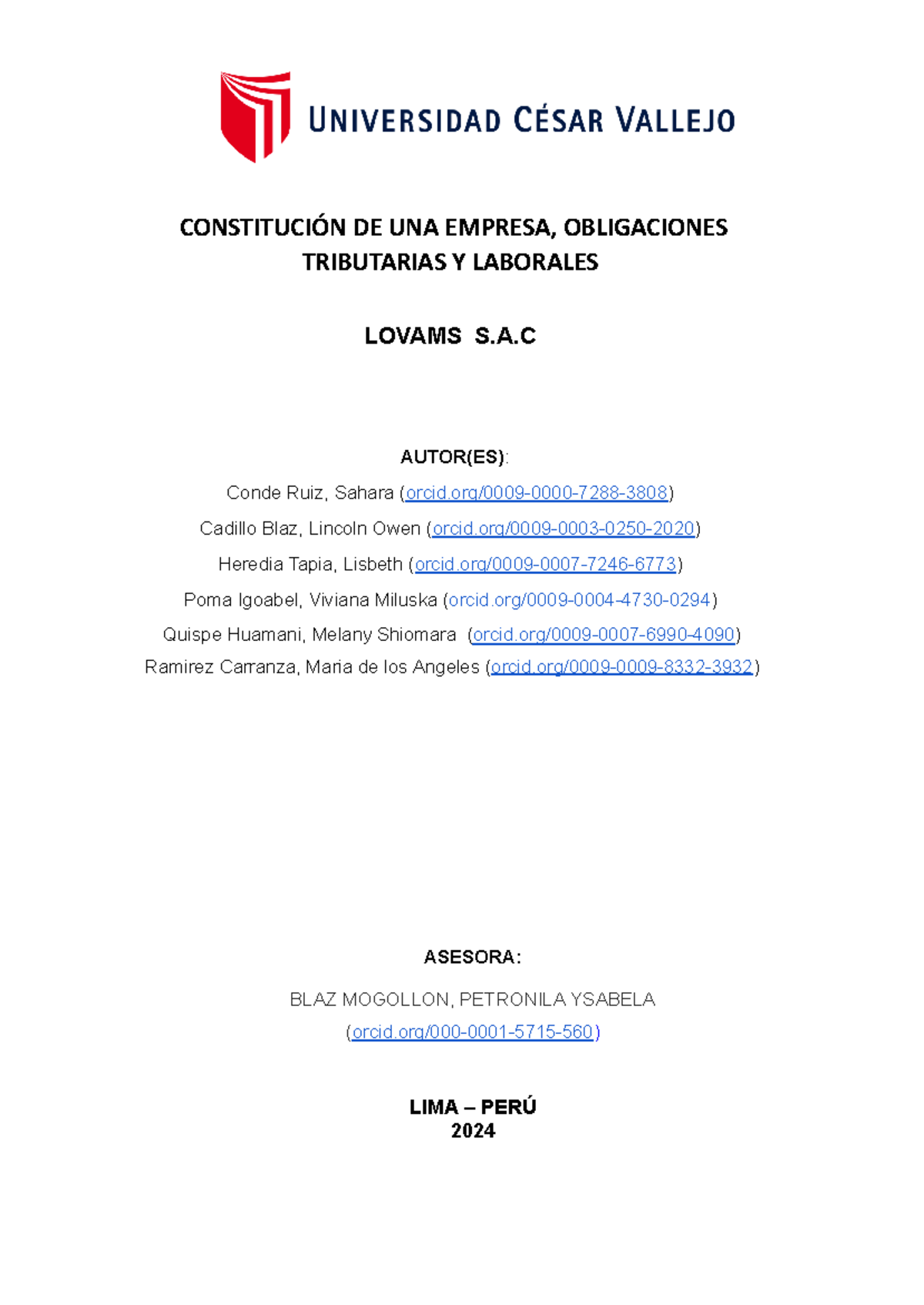 Derecho Empresarial - Informe sobre Constitución y Obligaciones de ...