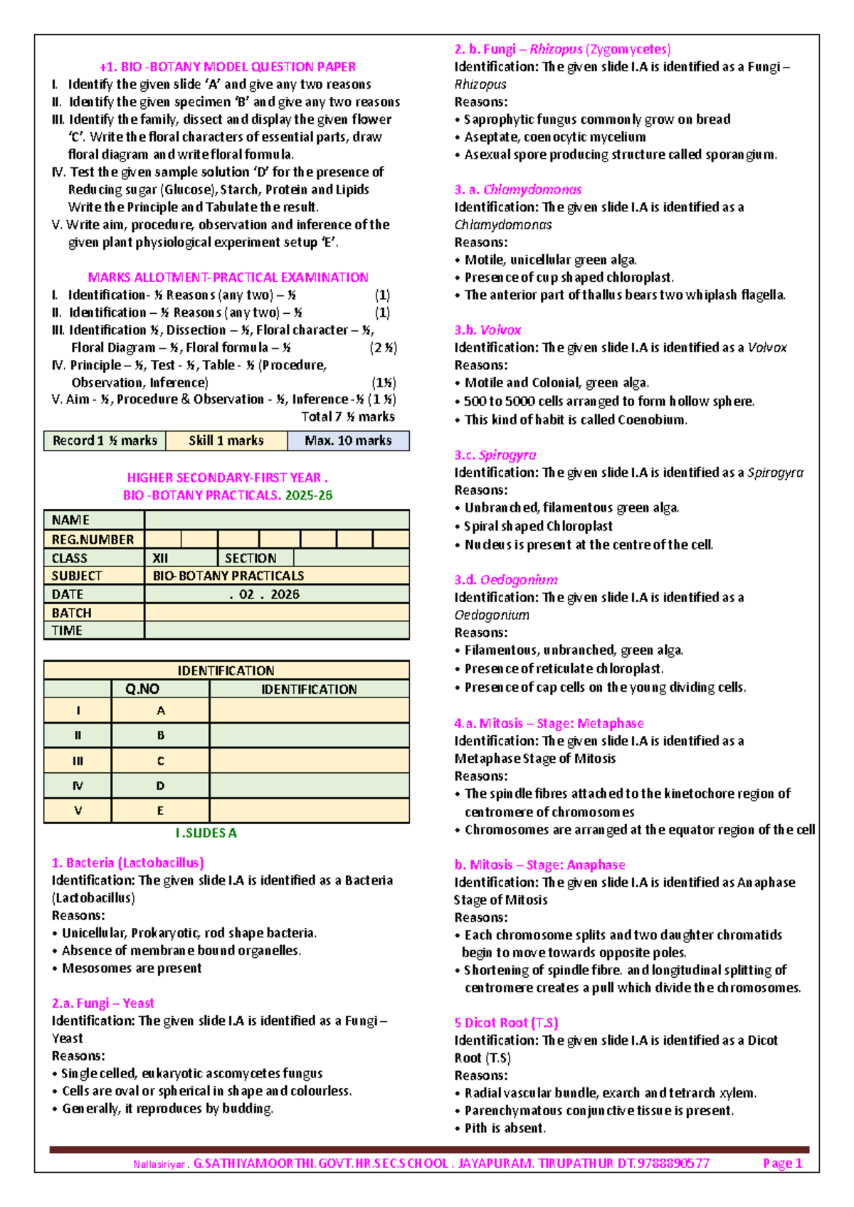 +1 BIO BOT EM Practical Exam Questions 2026 - Studocu