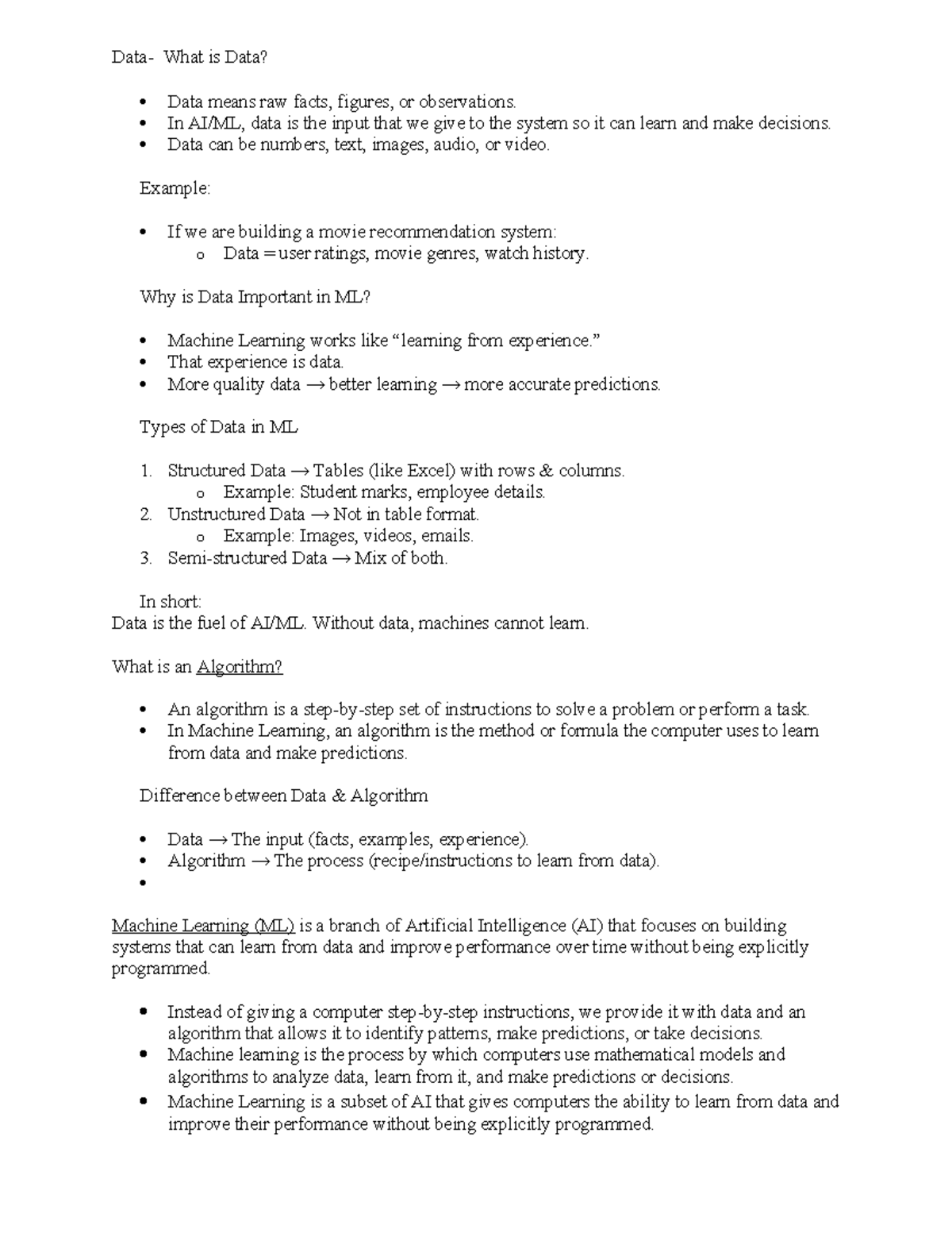 Machine Learning Foundations (ML Basics) Overview and Key Concepts - Studocu