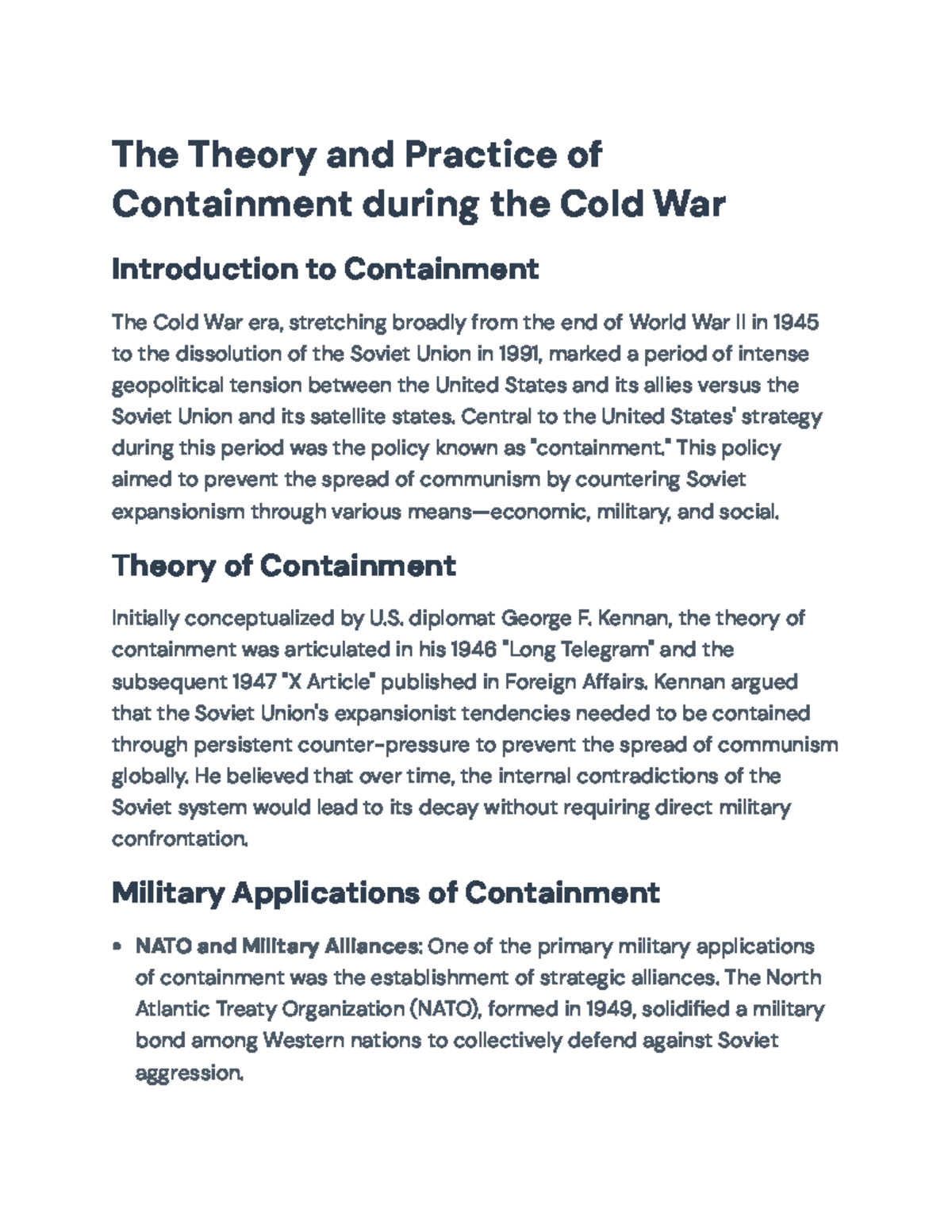 The Theory and Practice of Containment During the Cold War (HIST 101 ...