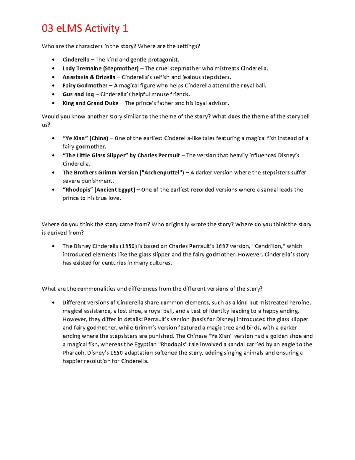 03 eLMS Activity 1 - Analyzing Characters and Themes in Cinderella ...