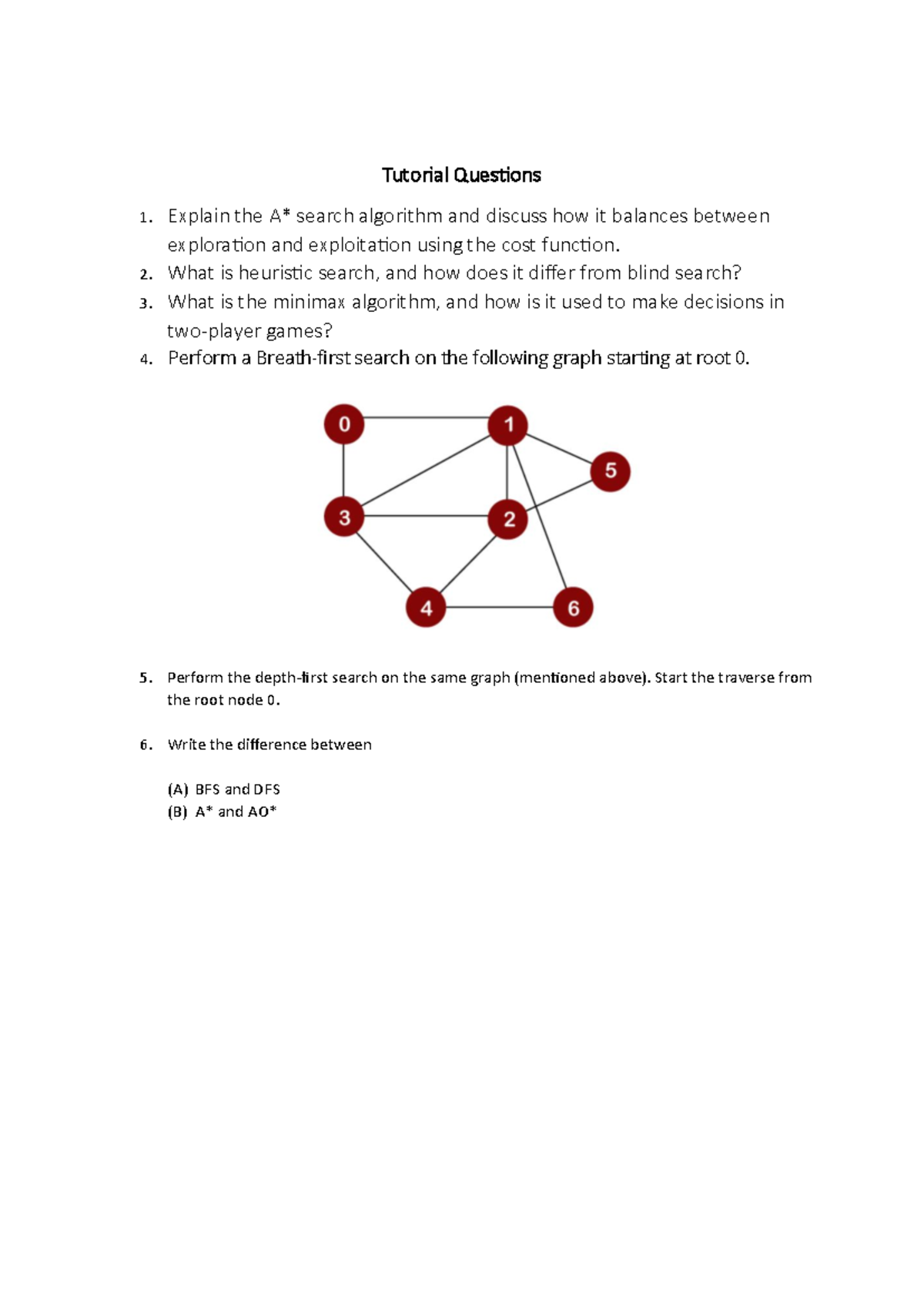 Unit2 tutorial questions - Tutorial Questions 1. Explain the A* search ...