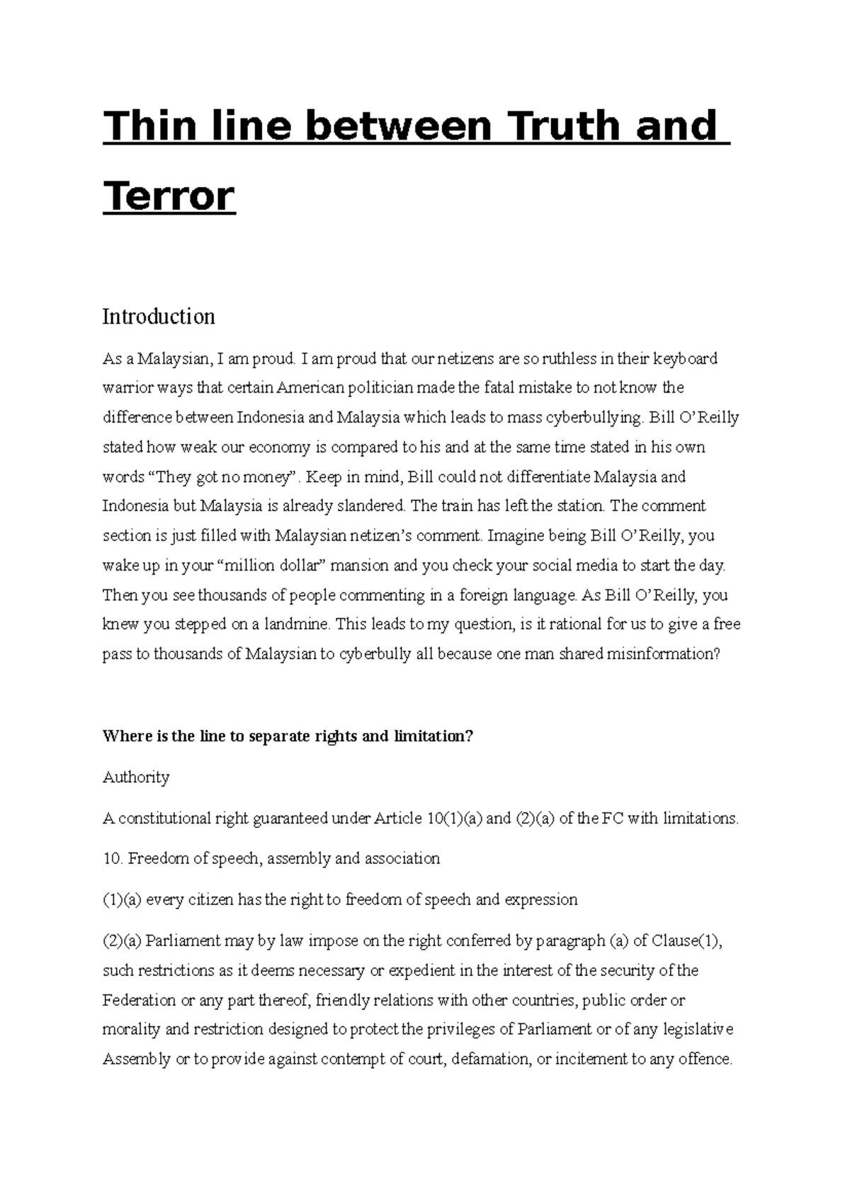 The Thin Line Between Truth and Terror: A Malaysian Perspective on ...