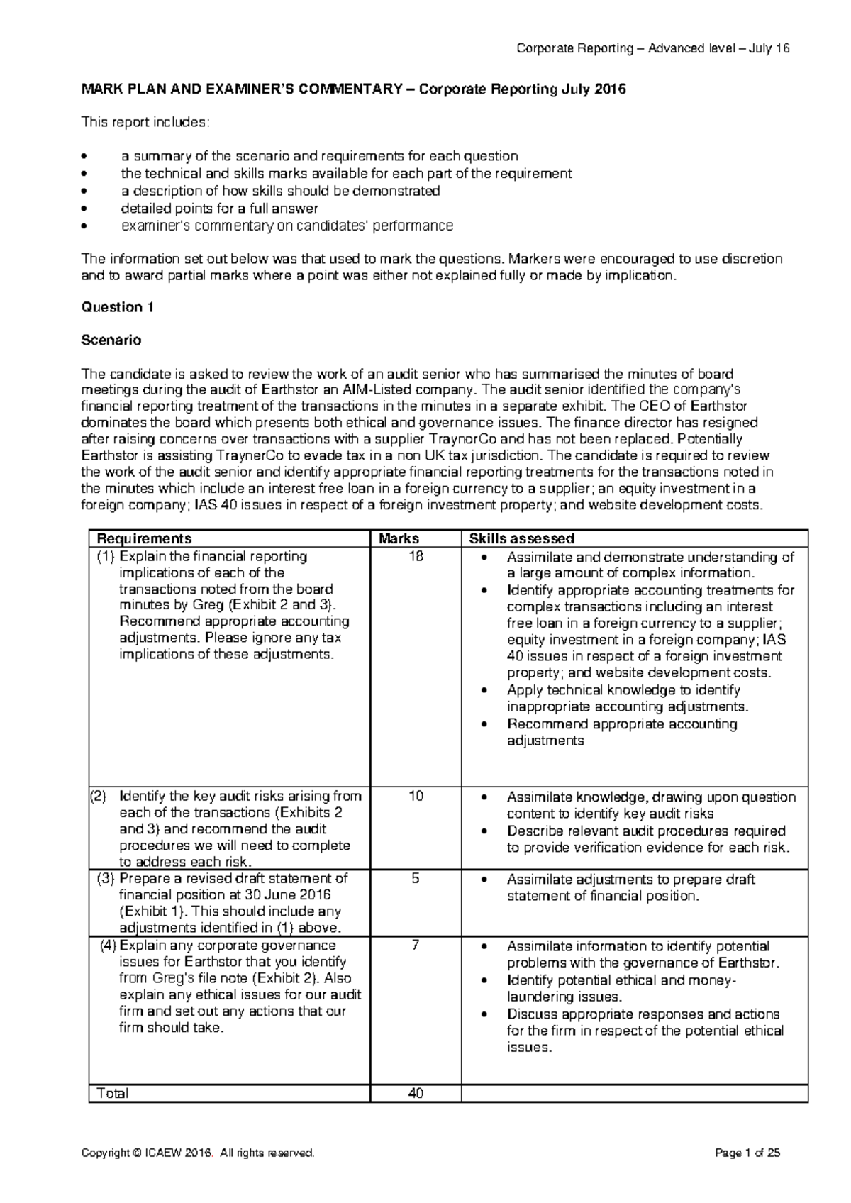 Corporate Reporting July 16 mark plan - MARK PLAN AND EXAMINER’S ...