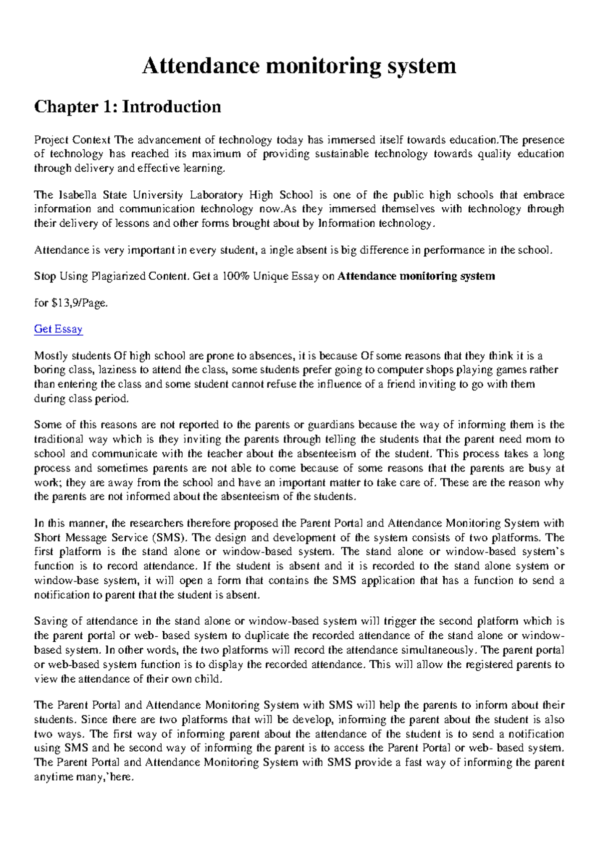 Attendance monitoring system - Attendance monitoring system Chapter 1 ...