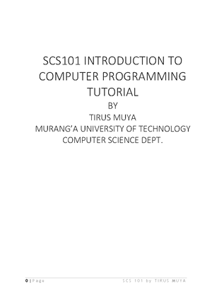 CIT 3102 Fundamentals OF Computer Programming 1 - Meru University of Science & Technology is ISO ...