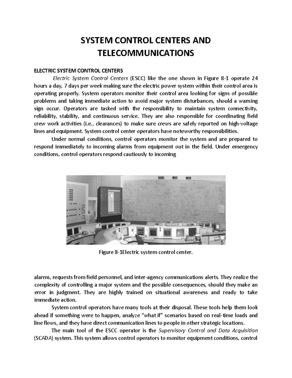 Module 8 - BSIT: Electric System Control Centers & Telecommunications ...