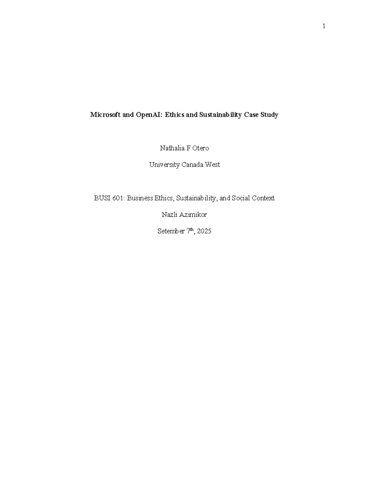 BUSI 601: Microsoft & OpenAI Ethics and Sustainability Case Study - Studocu