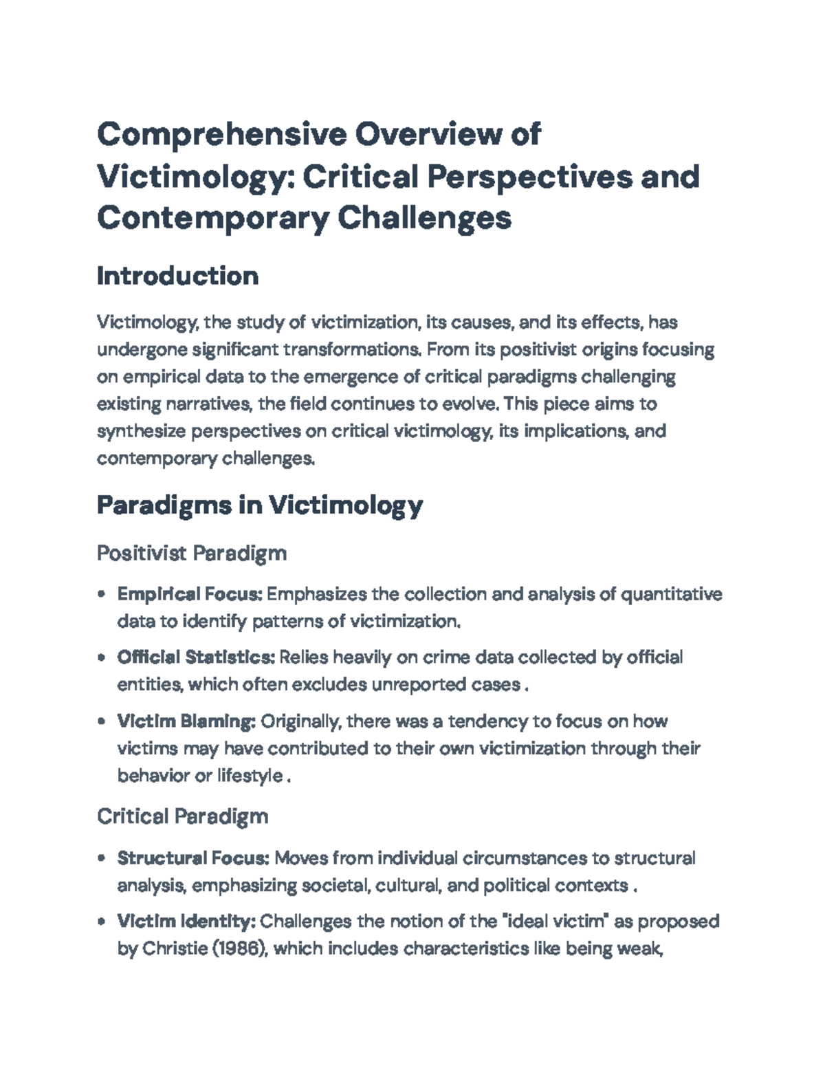 Comprehensive Overview of Critical Victimology: Challenges & Insights ...