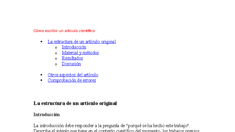 Estructura y Redacción de un Artículo Científico: Guía Completa - Studocu