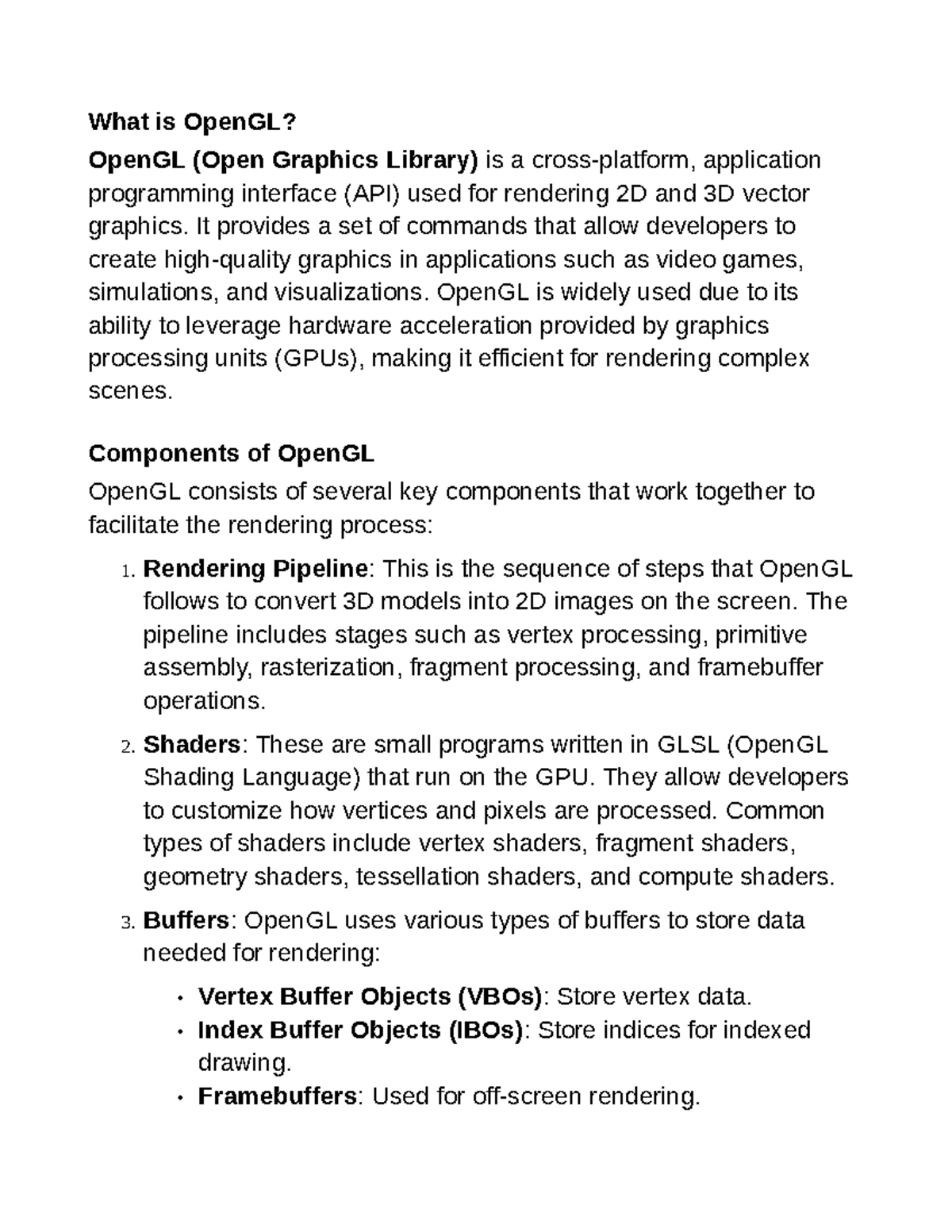 Computer Graphics Answers - What is OpenGL? OpenGL (Open Graphics ...