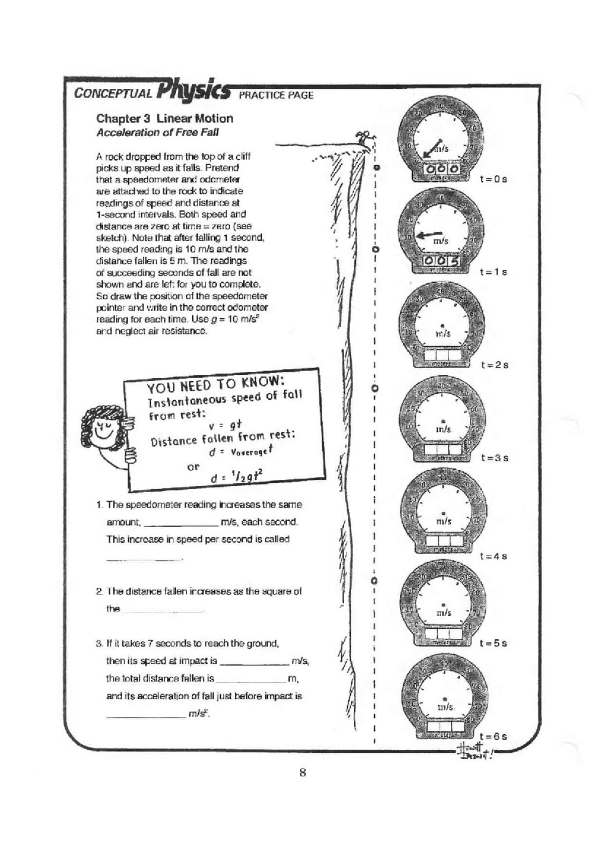 550082230 Conceptual Physics Chapter 3 Free Fall Acceleration Practice ...