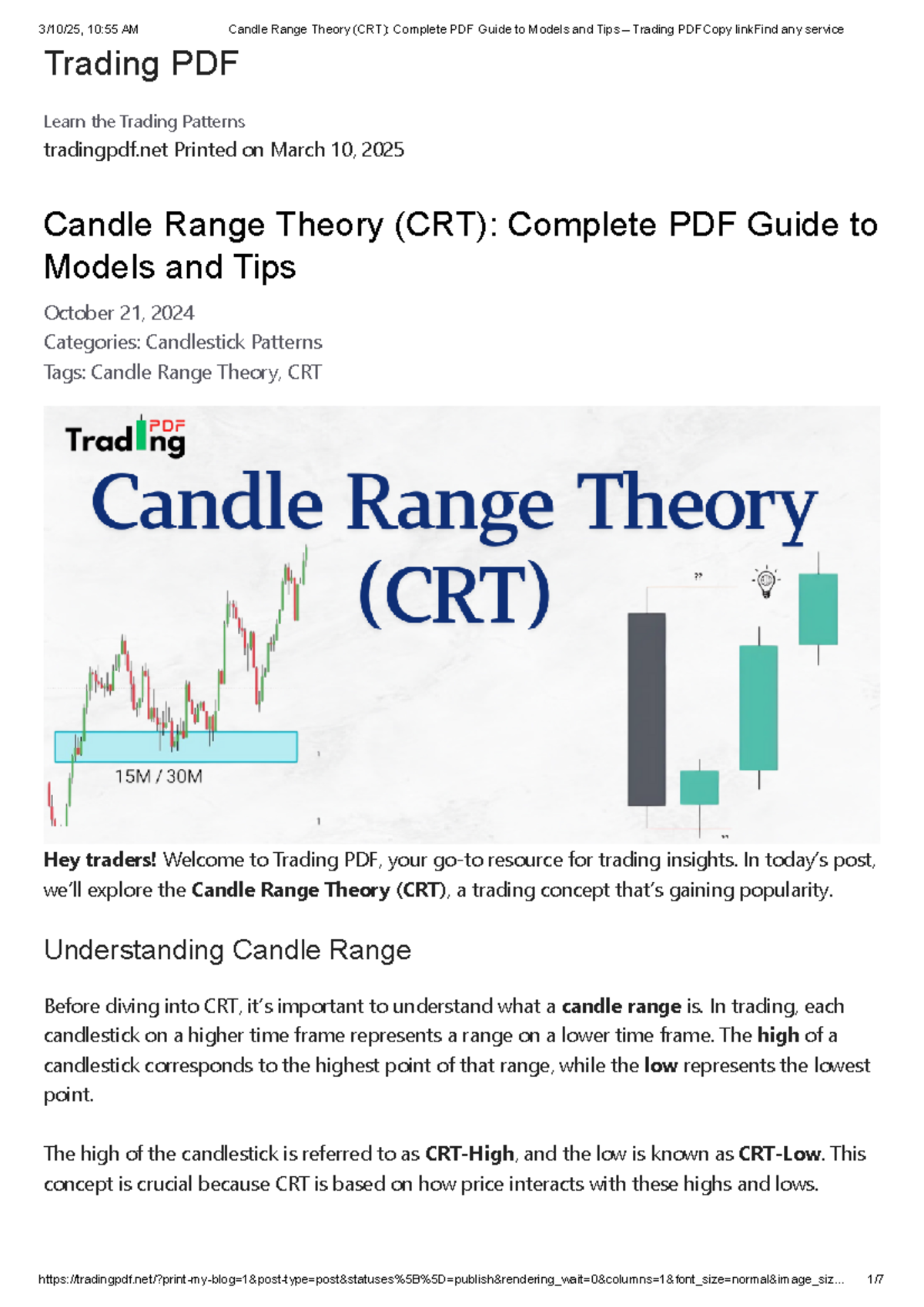 Candle Range Theory (CRT): Comprehensive Guide to Trading Models - Studocu