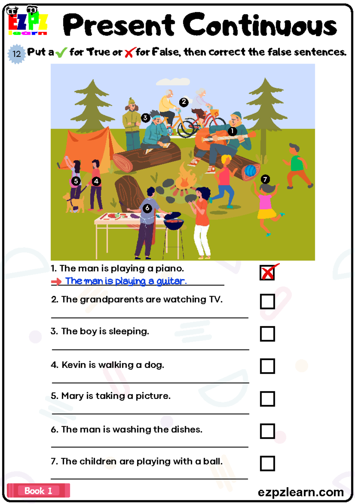 Present Continuous Worksheet: True/False Correction Activity - Studocu