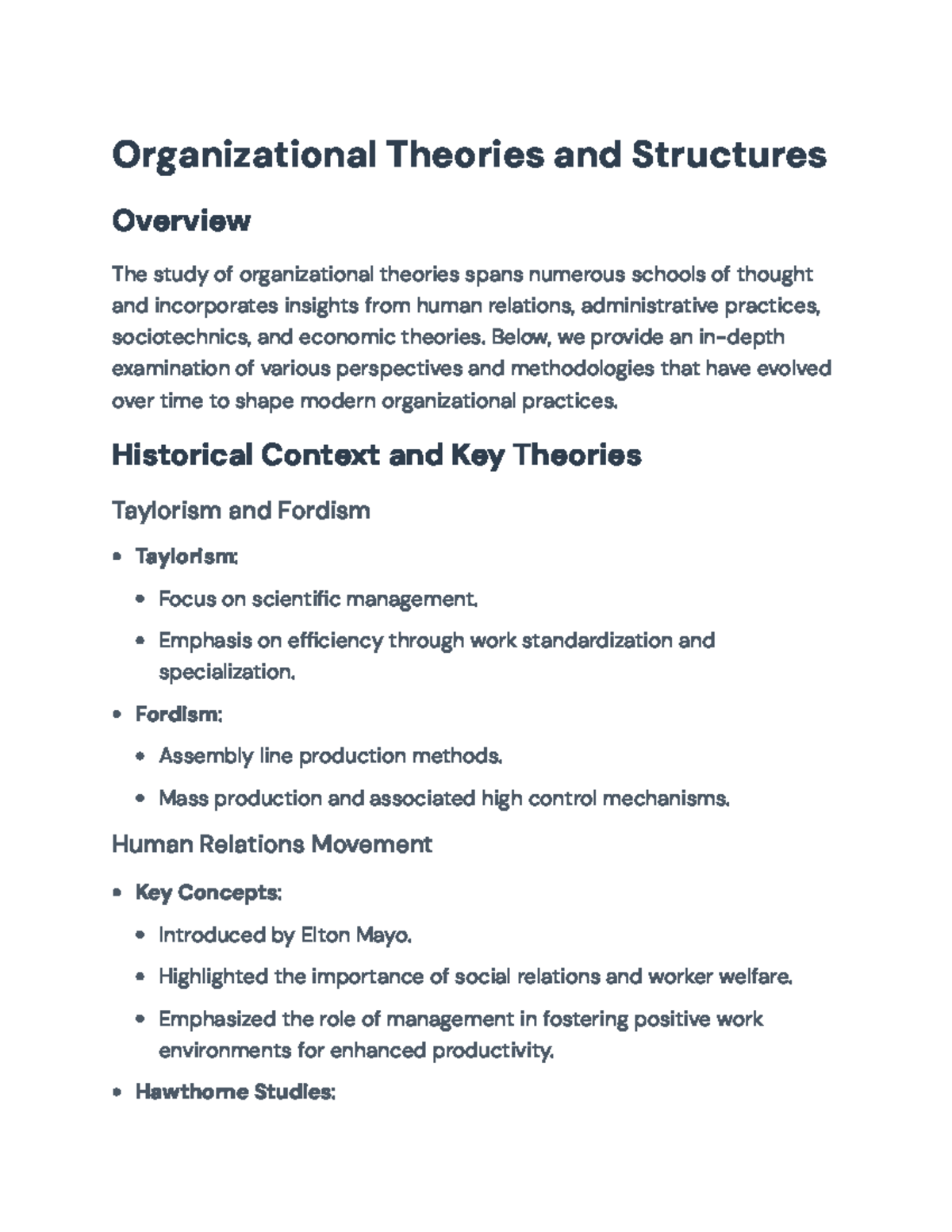 Organizational Theories and Structures: A Comprehensive Overview ...