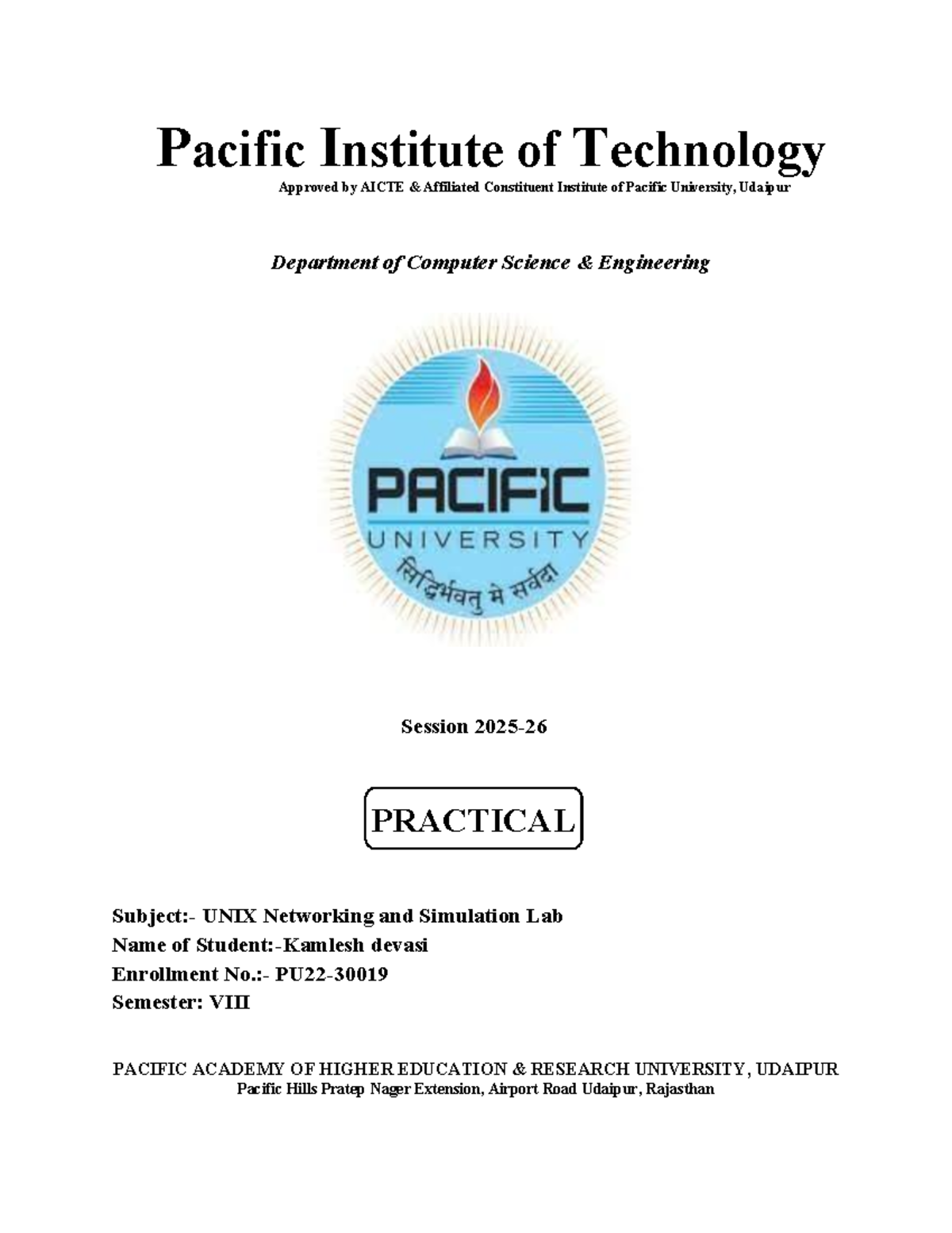 PACIFIC CSE Practical Labs: UNIX, FPGA & Digital Image Processing - Studocu