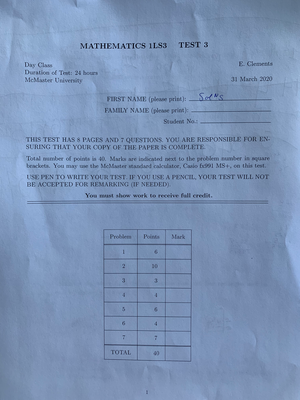 Math 1Ls3 - McMaster - Calculus for the Life Sciences I - Studocu