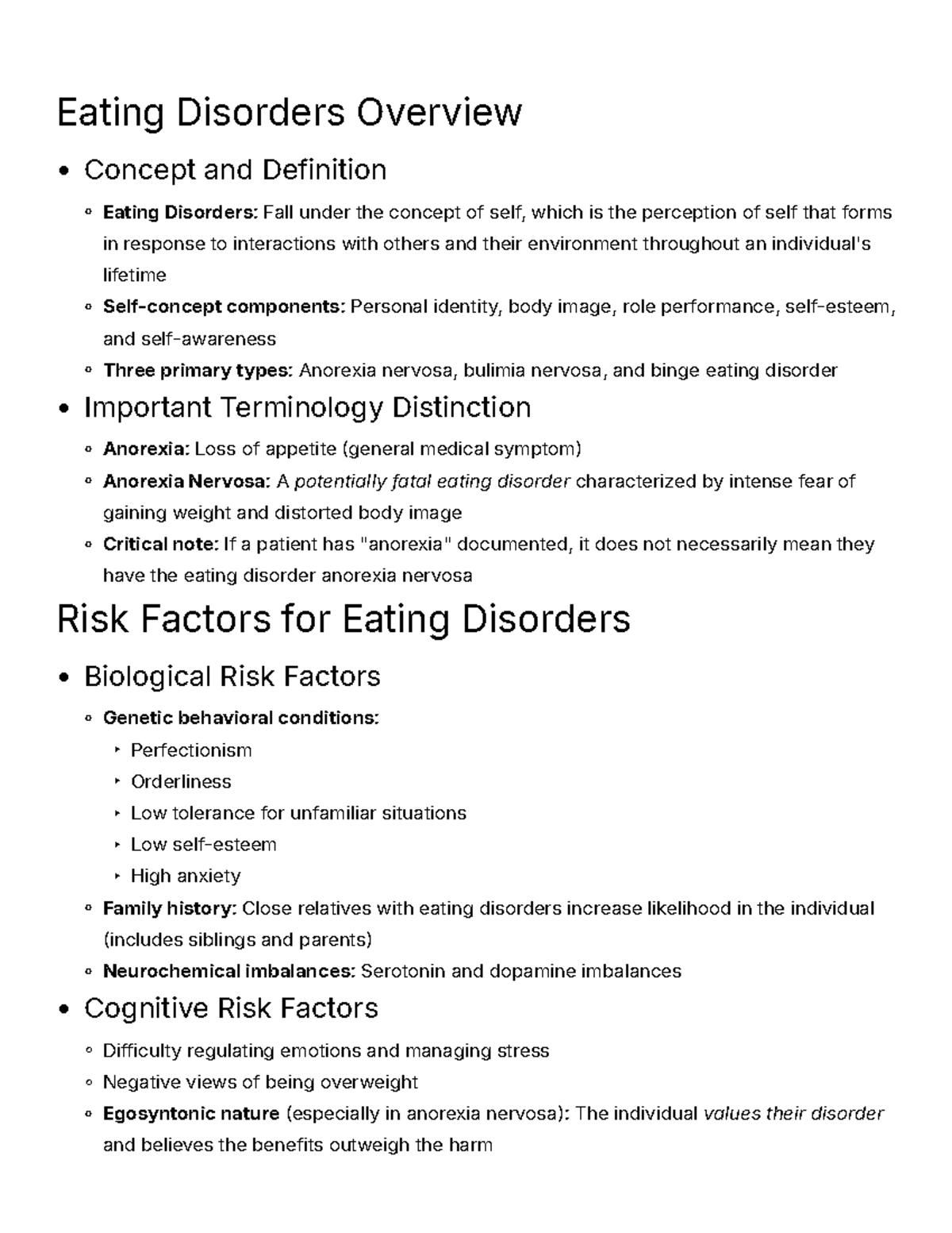Eating Disorders Overview: Concepts, Types, and Treatment (17623) - Studocu